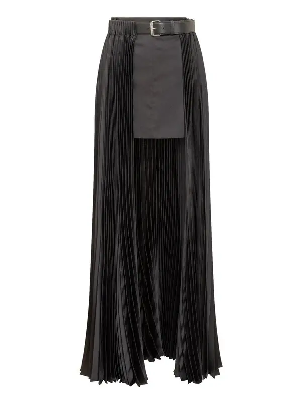 PETER DO Belted Pleated Maxi Skirt - Black