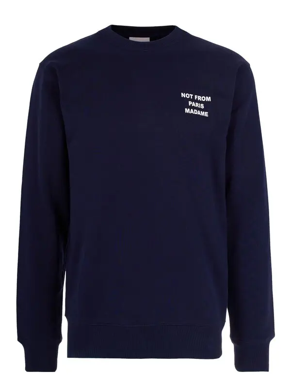 Drole De Monsieur Crew Neck Sweatshirt With Graphic Print - Navy
