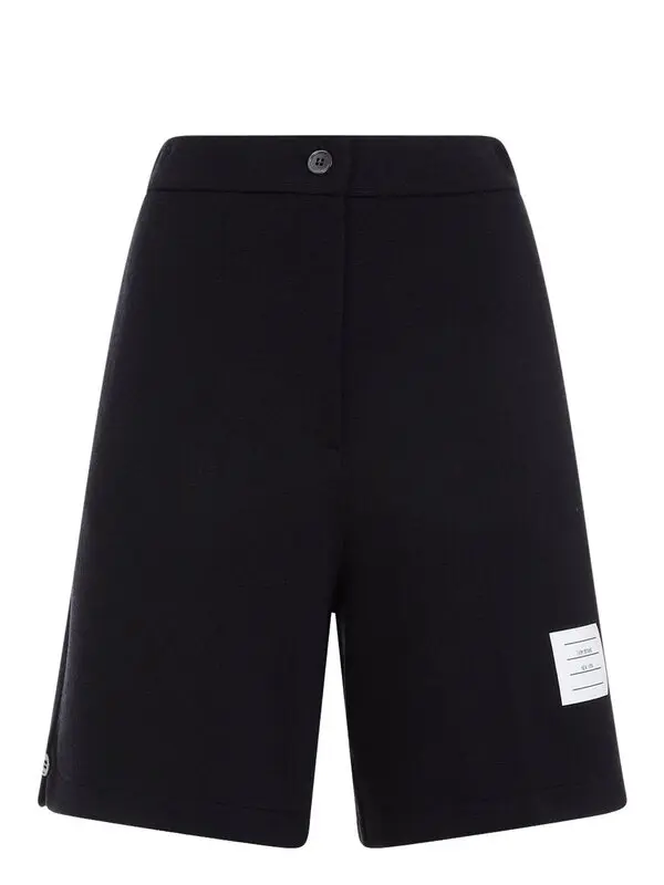 Thom Browne High Waisted Wool Milano Shorts - Blue