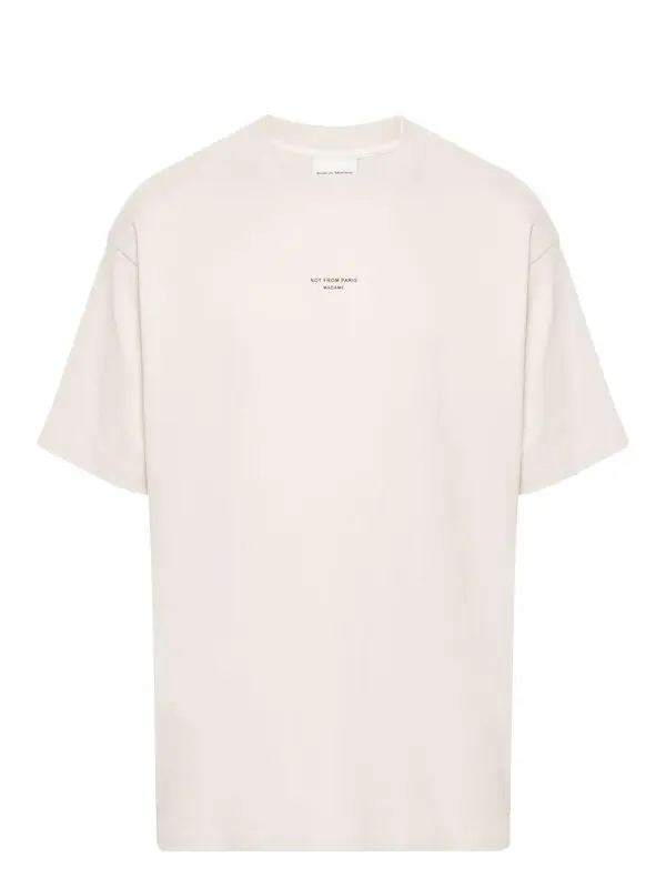 Drole De Monsieur Slogan Printed T-shirt Size - Beige