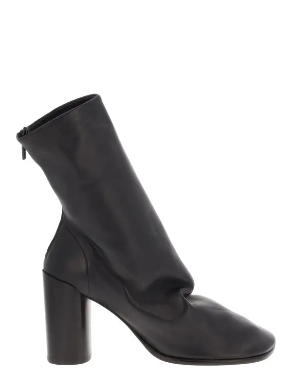 LEMAIRE Glove Ankle Boots With 80mm Heel In Smooth Lambskin Leather - Brown