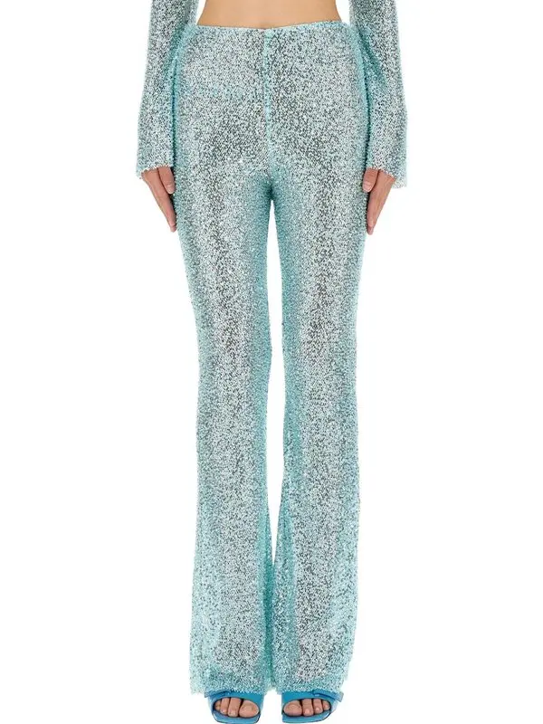 SELF-PORTRAIT Embellished Flared Trousers - Azure