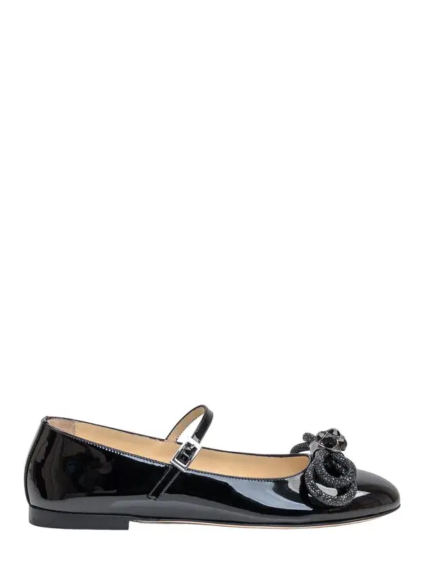 Mach & Mach Ballerina Double Bow Mini Sandals - Black