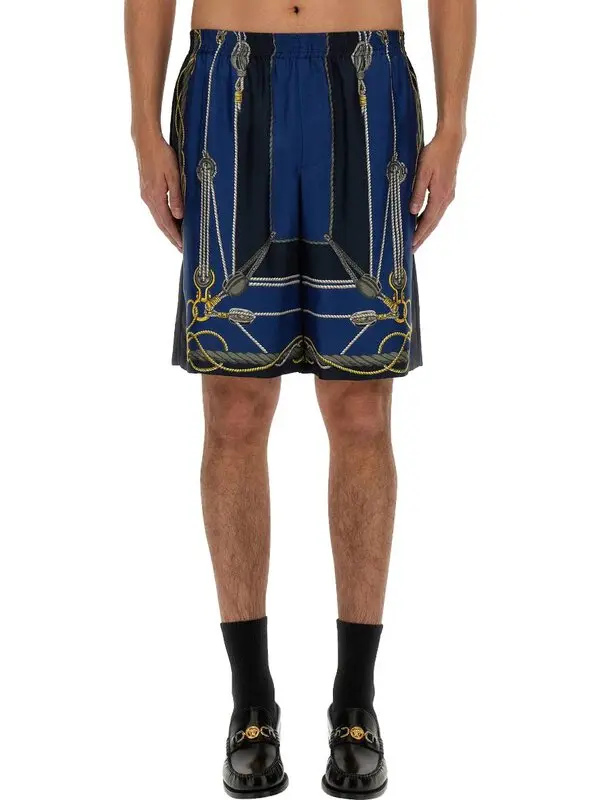 Versace Nautical Print Silk Shorts - Multicolour