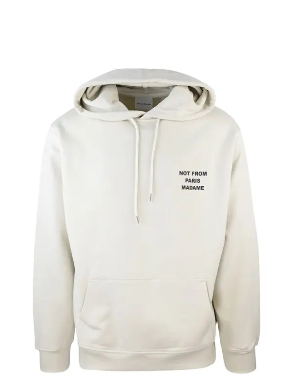 Drole De Monsieur Pullover Hoodie With Graphic Print - Mastic
