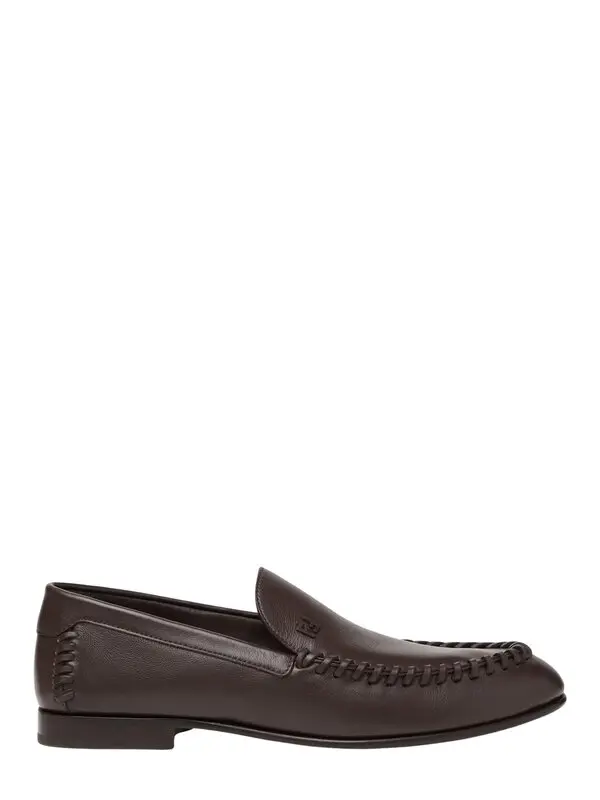Fendi Leather Loafers With Hand-finished Detailing - Brown
