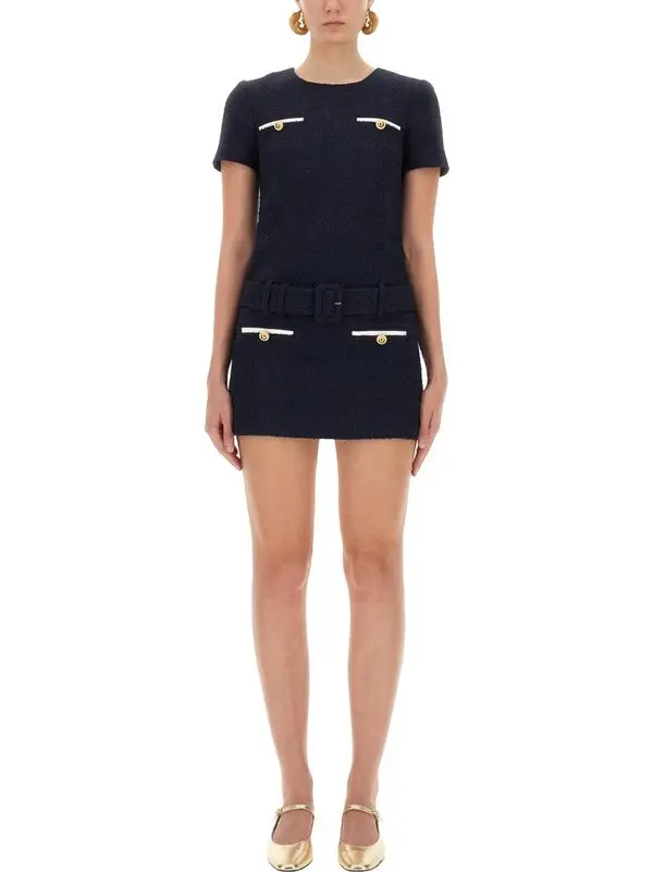 SELF-PORTRAIT Bouclé Mini Dress - Blue