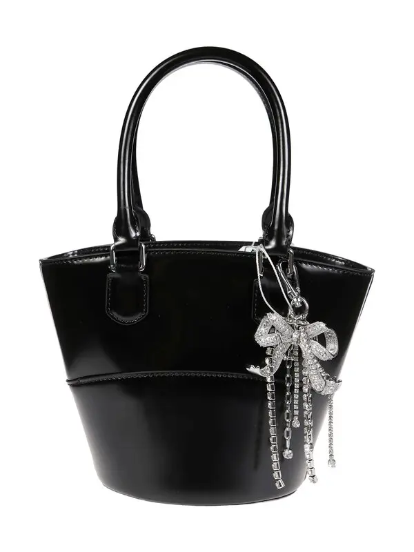 SELF-PORTRAIT Leather Charm Tote - Nero