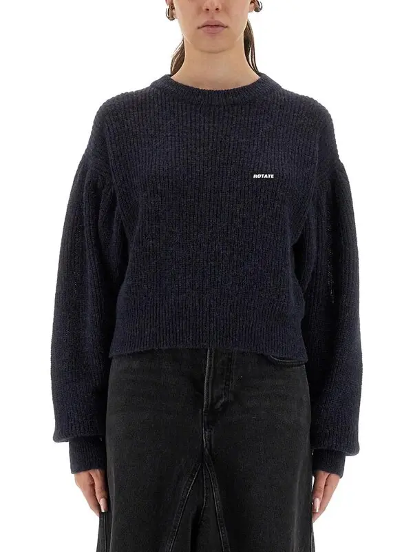 ROTATE BY BIRGER CHRISTENSEN Knit Puff Crewneck - Blue