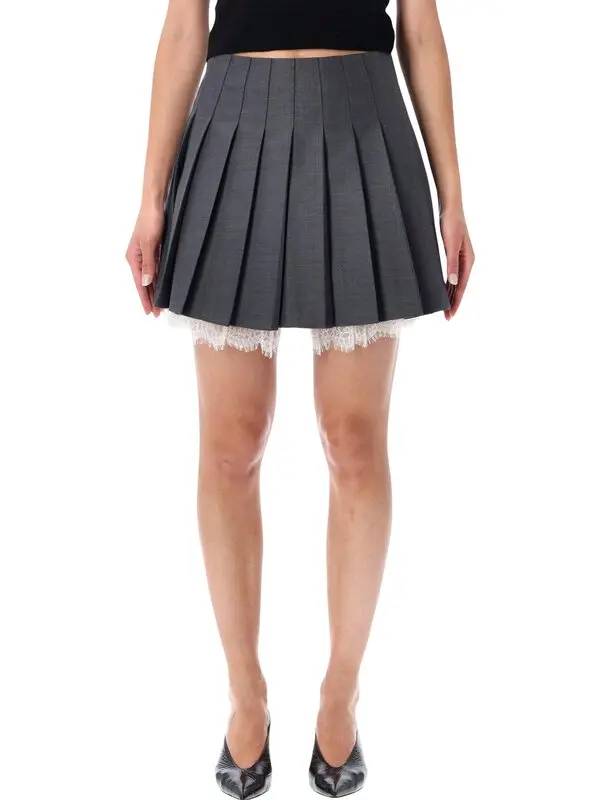 SELF-PORTRAIT Pleated A-line Mini Skirt - Grigio