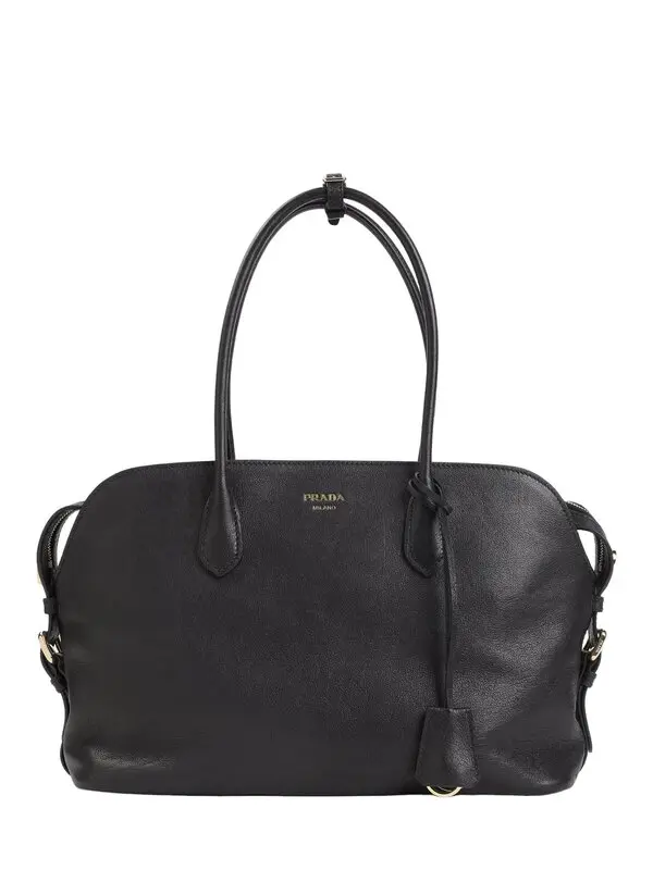 Prada Leather Shopping Handbag - Black