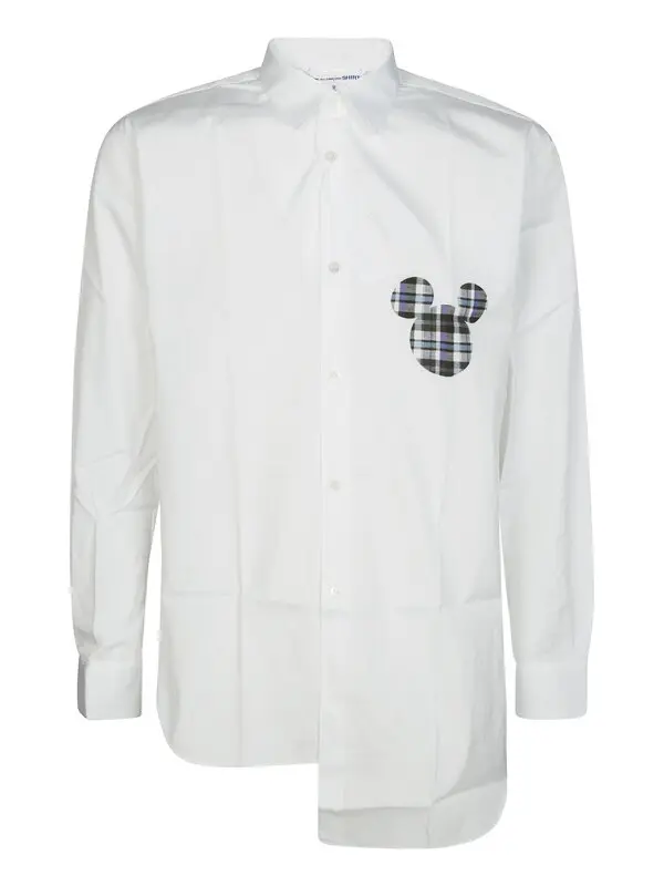 Comme Des Garçons Asymmetrical Hem Checkered Print Shirt X Be@rbrick - Bianco
