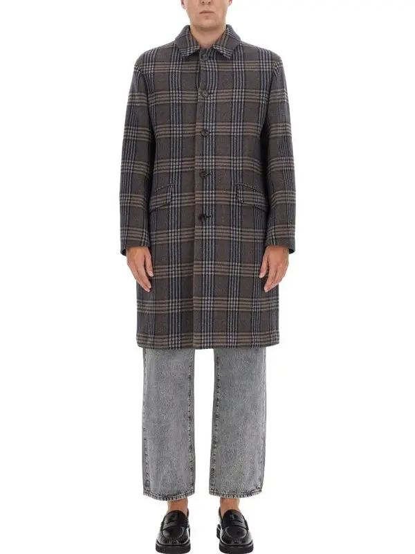 Etro Single-breasted Plaid-check Coat - Blue