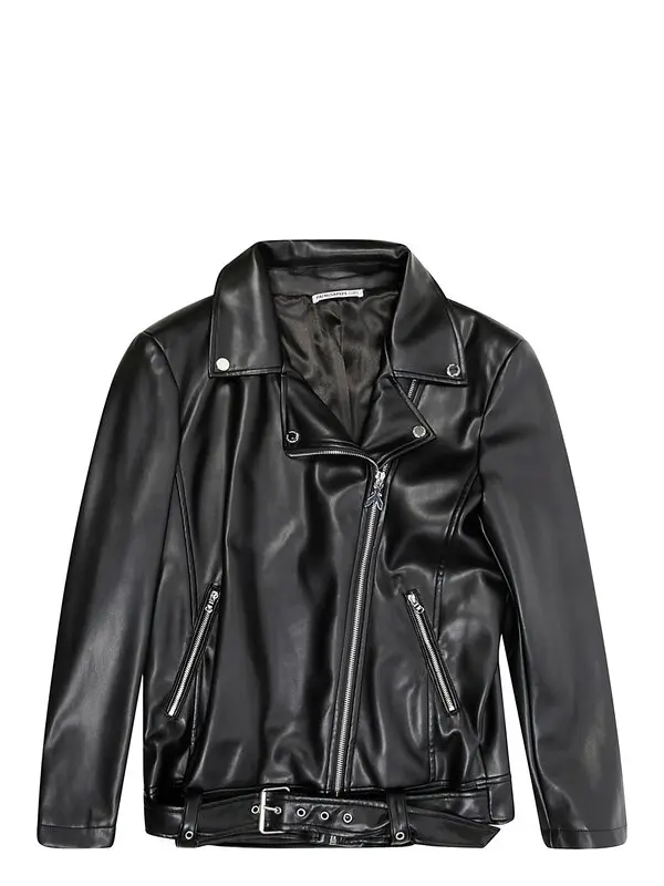 Patrizia Pepe Oversized Leather Biker Jacket With Belt - K103