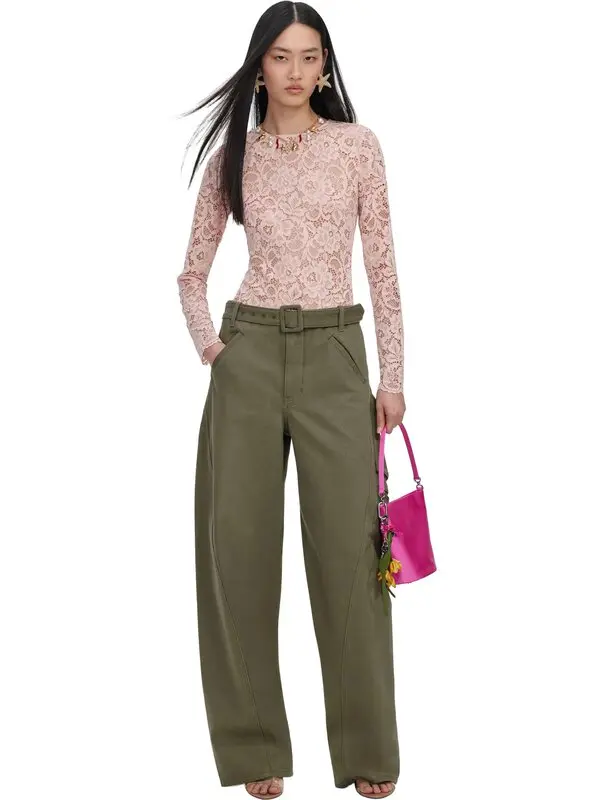 SELF-PORTRAIT Barrel Leg Cut Jeans - Verde