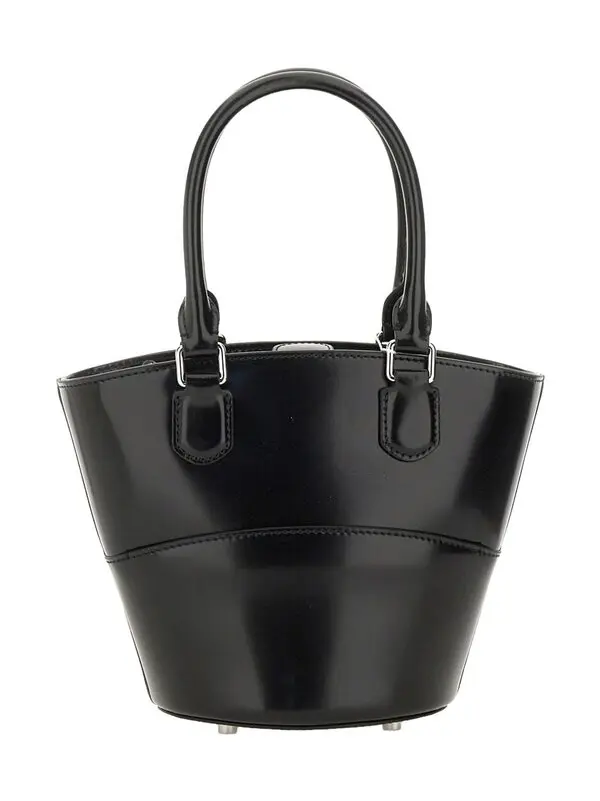 SELF-PORTRAIT Leather Handbag With Charm - Black