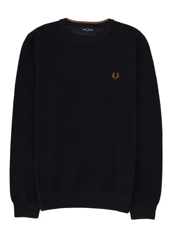 Fred Perry Cotton Crewneck Sweater - Blue