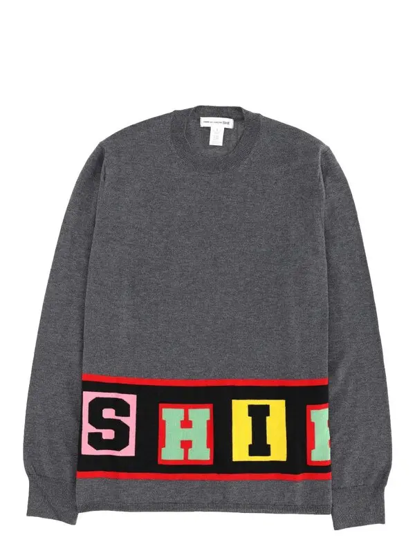 Comme Des Garçons Graphic Knit Sweater - Grey