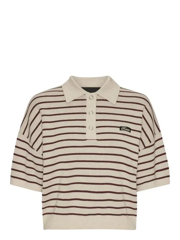 ROTATE BY BIRGER CHRISTENSEN Classic Striped Polo With Ribbed Details - Beige