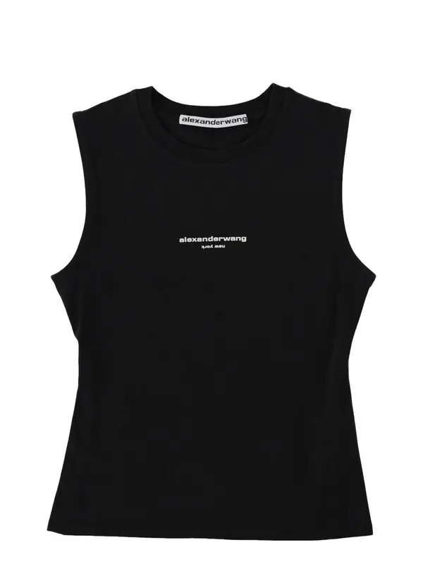 Alexander Wang Sleeveless Top With Logo - Black