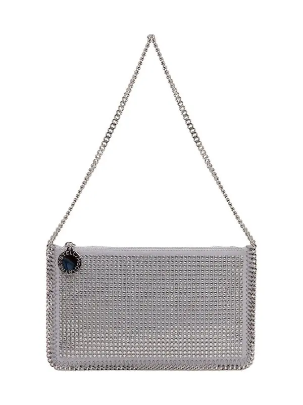 Stella McCartney Studded Pochette Clutch With Chain Strap - Silver