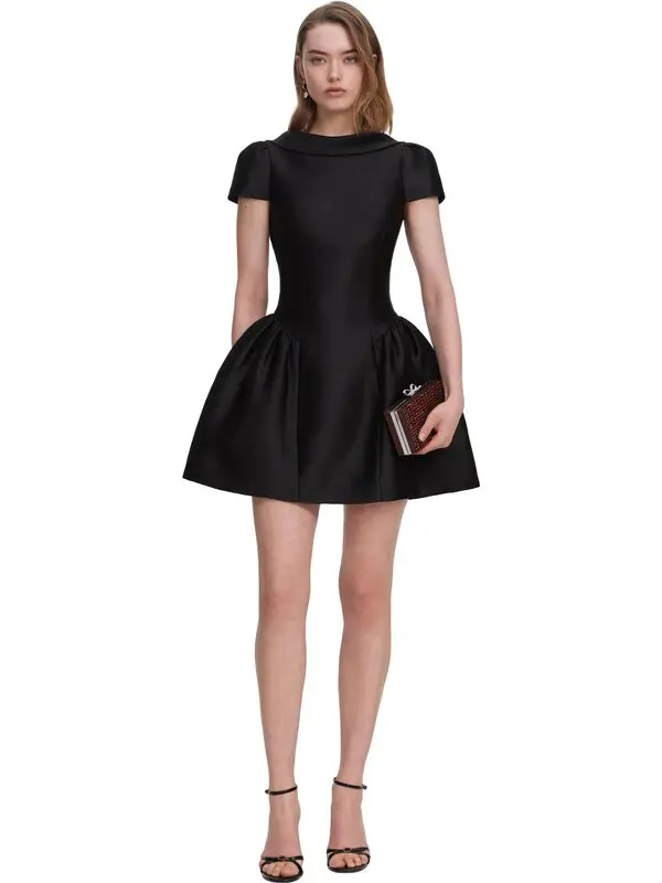 SELF-PORTRAIT Elegant Mini Dress With Functional Pockets - Nero