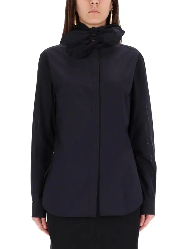 Moschino Bow Detail Cotton Shirt - Black