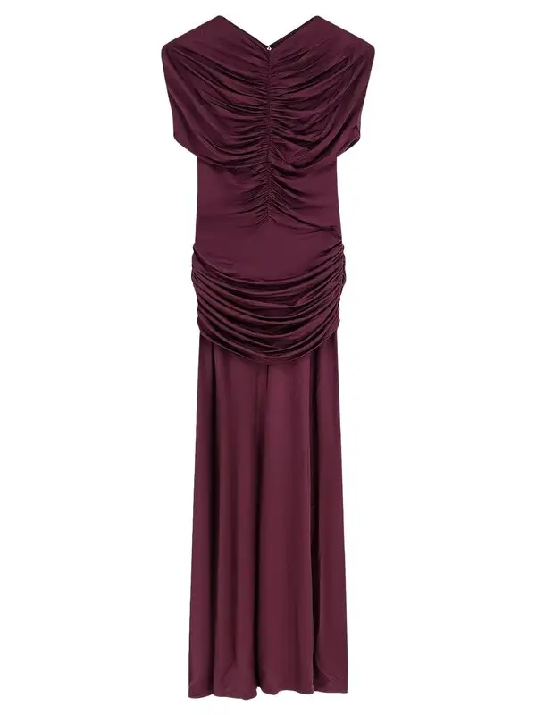 SELF-PORTRAIT Gathered Maxi Dress - Rosso
