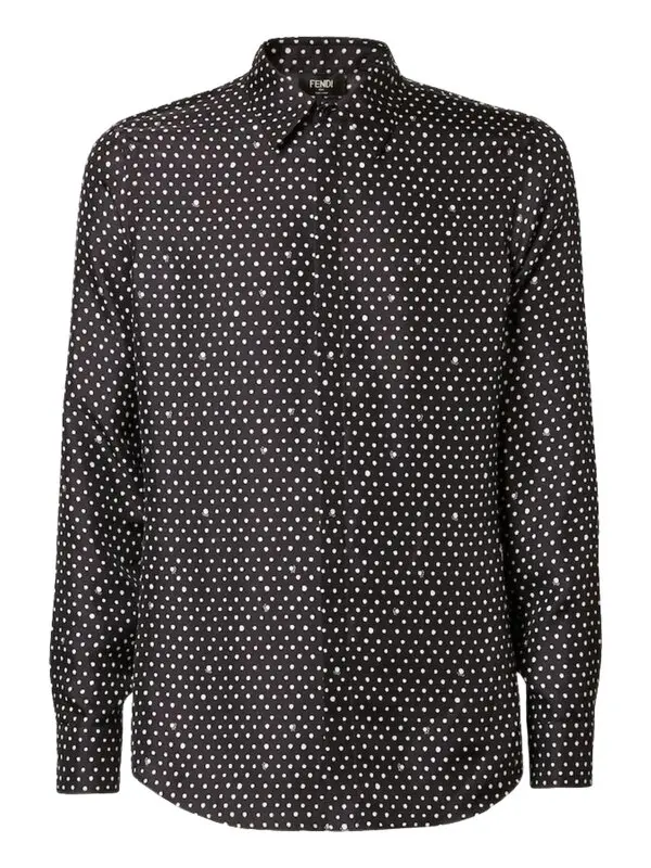 Fendi Polka Dot Long Sleeve Button-up Shirt - Anthracite