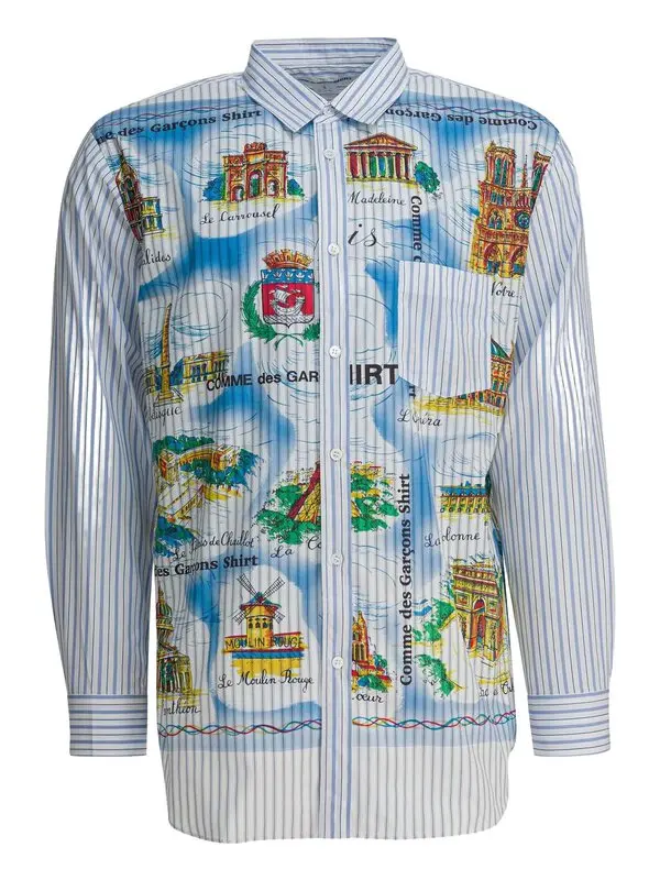 Comme Des Garçons Woven Stripe Mix Button-up Shirt For Fw25 - Stripemix