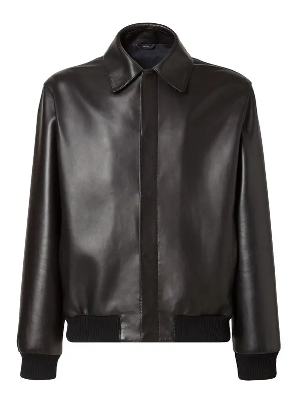 Fendi Leather Blouson Jacket - Black