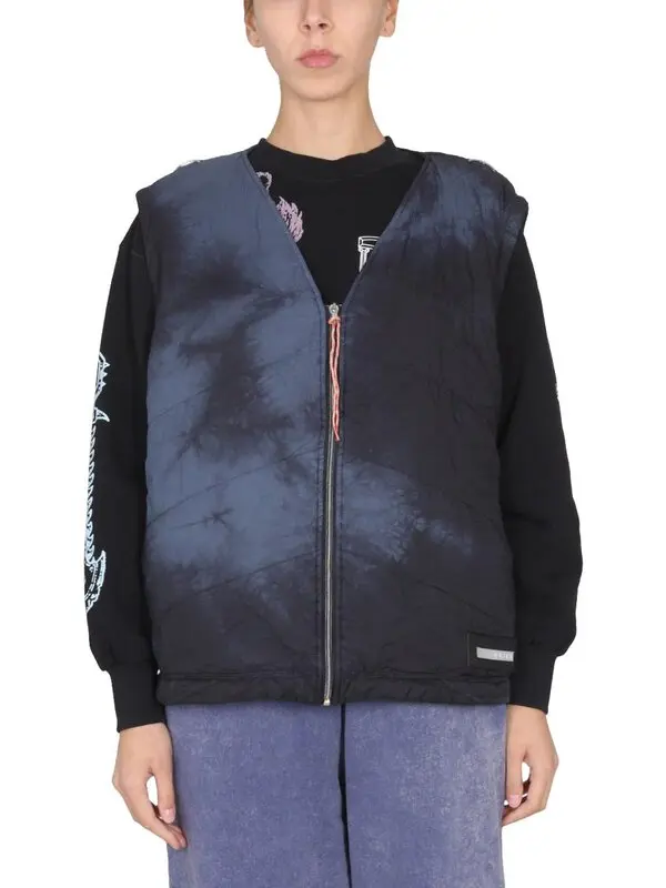 Aries Tie & Dye Zip-up Vest - Blue