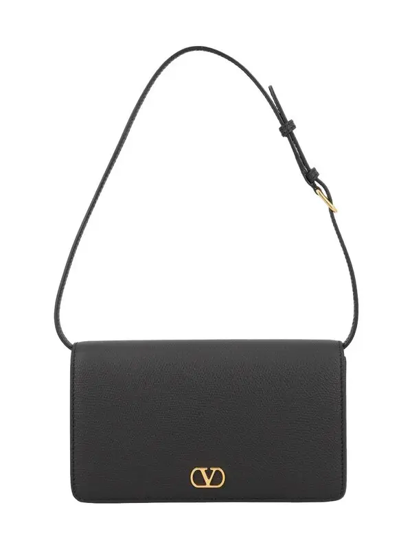 Valentino Garavani Leather Vlogo Signature Clutch - Black