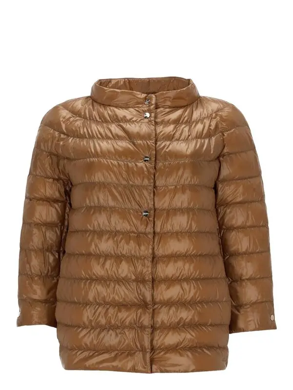 Herno Sofia Iconico Cropped Down Puffer Coat - Brown
