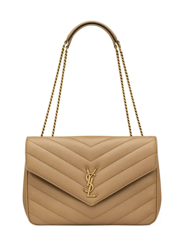 Saint Laurent Mini Removable Pouch Handbag With Mirror 32 X 22 X 10 Cm - Beige