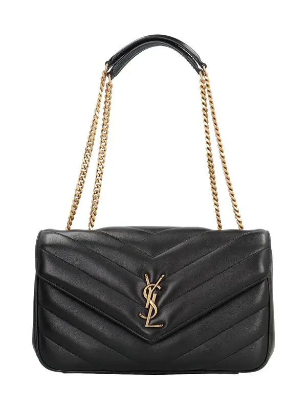 Saint Laurent Loulou Medium Matelassé Lambskin Shoulder Bag - Black