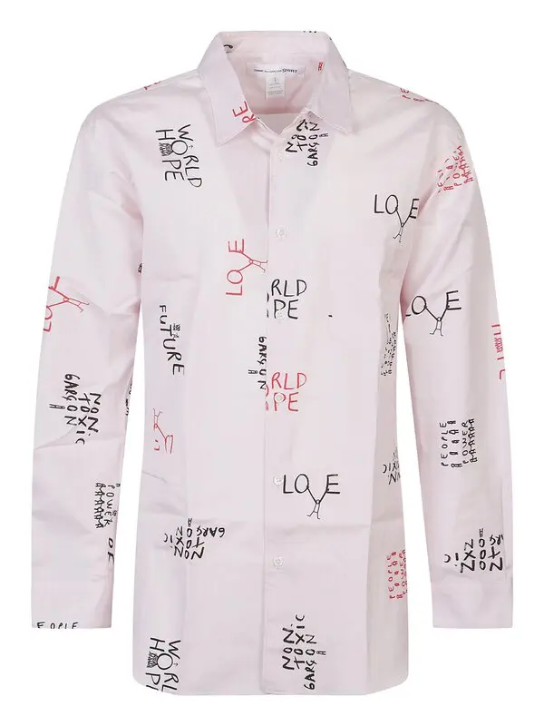 Comme Des Garçons Graphic Print Button-up Shirt - Pink