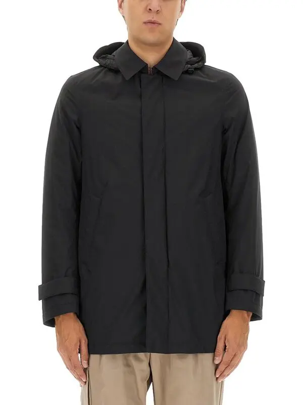 Herno Long Parka With Hood - Black
