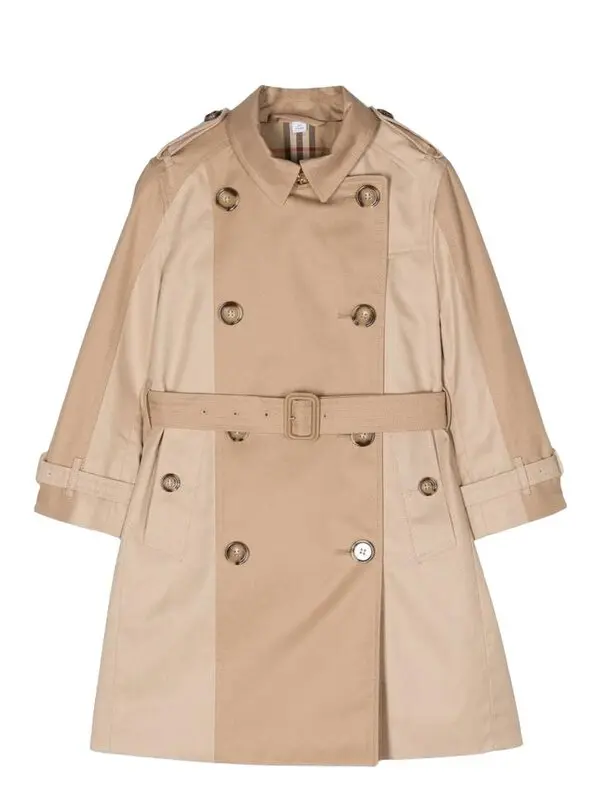Burberry Double Breasted Cotton Trench Coat With Anais Belt - Beige