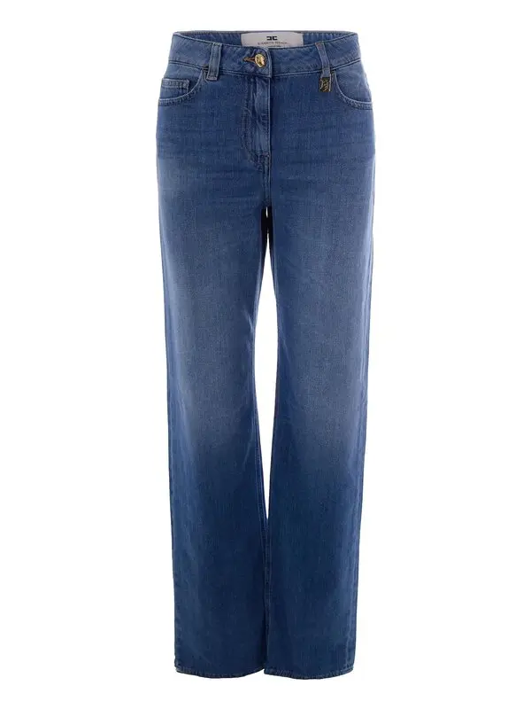 Elisabetta Franchi Straight Leg Denim Jeans - Light Blue