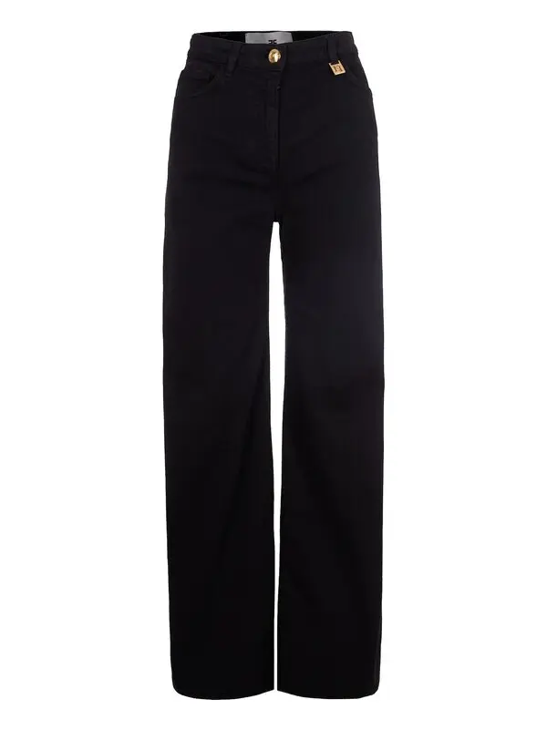 Elisabetta Franchi Wide Leg Trousers - Nero