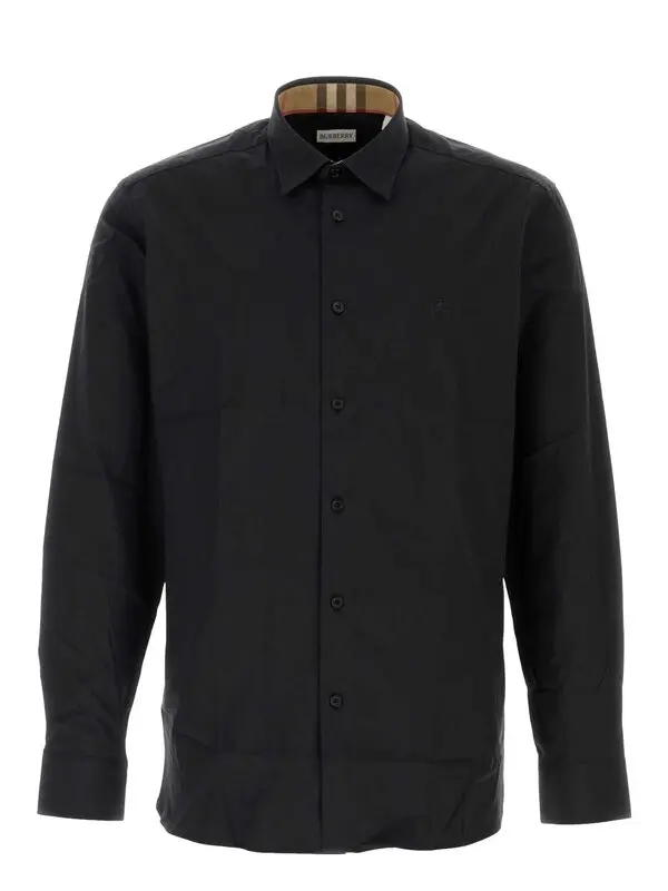 Burberry Slim Fit Stretch Cotton Shirt - Black