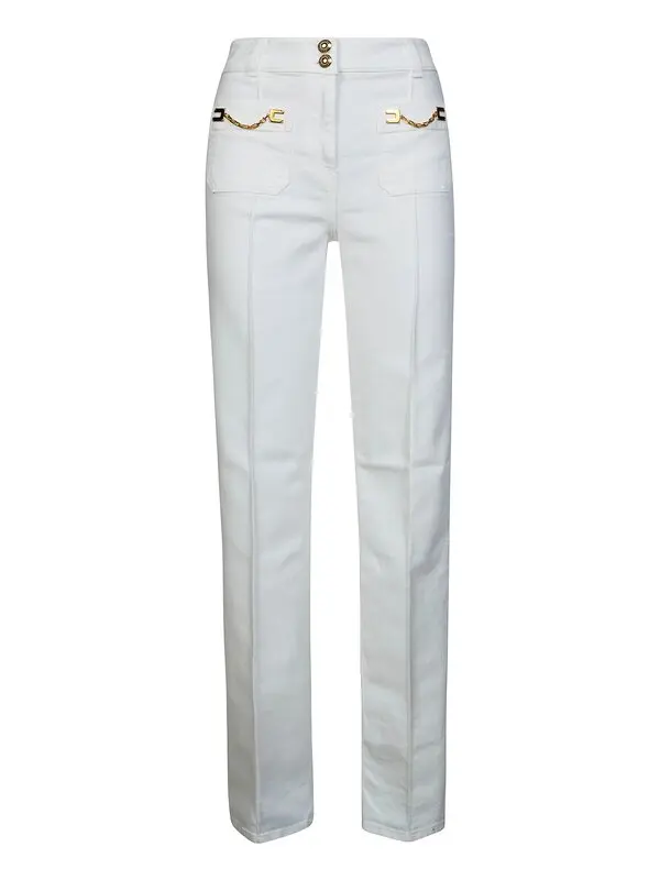 Elisabetta Franchi Chain Detail Jeans - Beige