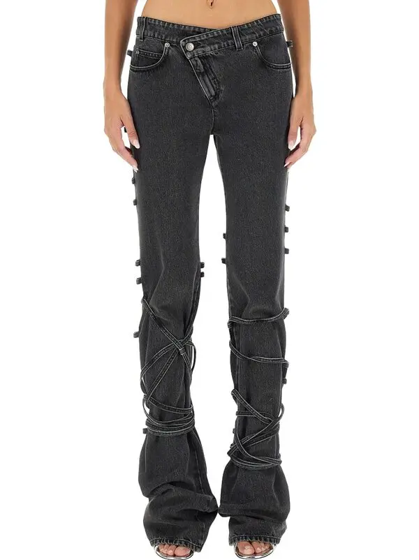 Alexander McQueen Cotton Denim Jeans With Knot Detailing - Black