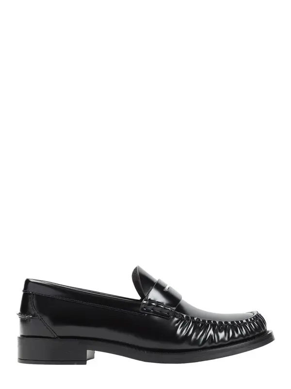 Prada Brushed Leather Loafers - Black