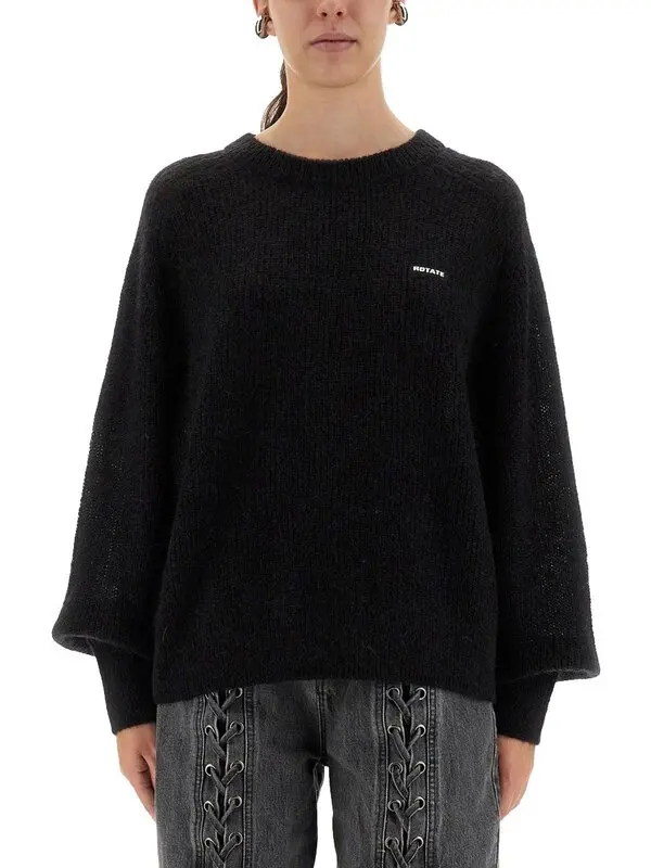 ROTATE BY BIRGER CHRISTENSEN Logo Knit T-shirt - Black