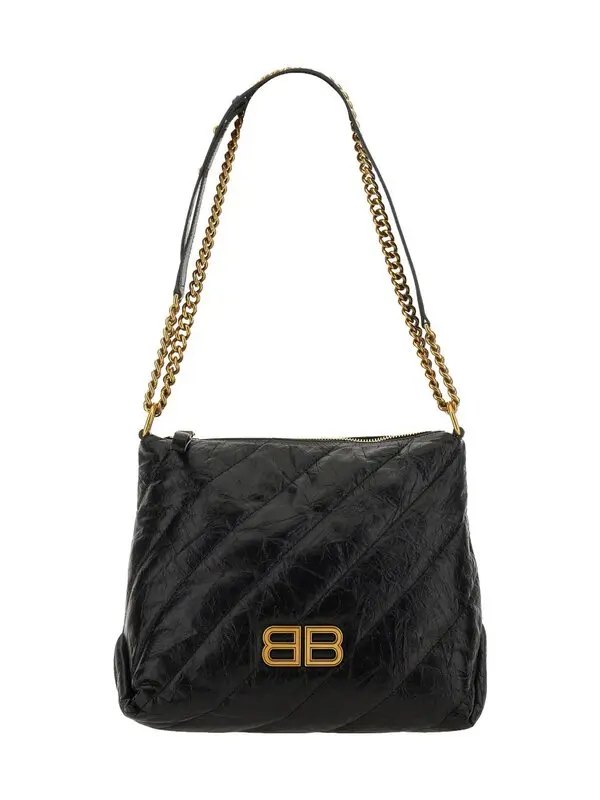 Balenciaga Crush Hobo S Leather Bag - Black