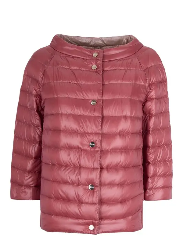 Herno Quilted Button-closure Jacket With Funnel Neck - Pink