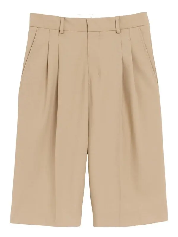 AMI Paris High-waisted Tailored Pleated Bermuda Shorts - Beige