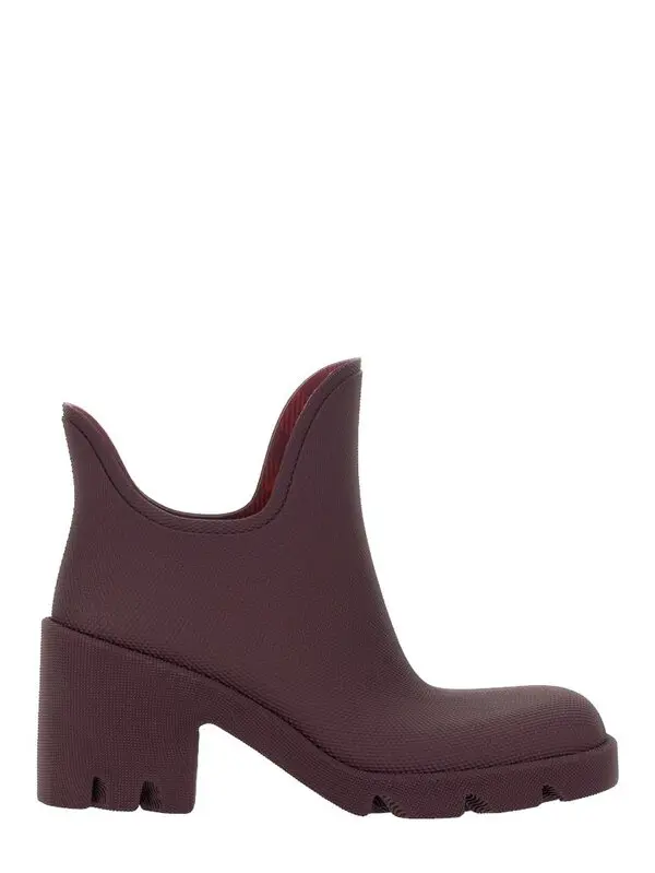 Burberry Rubber Marsh Stamp Heeled Low Boots - Black